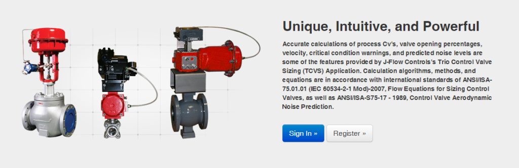 Trio Control Valve Sizing Application Software | J Flow Controls